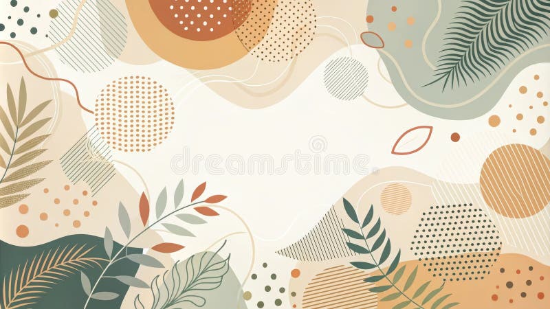 Abstract Botanical Shapes Background with Organic Forms and Neutral ...