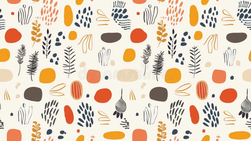 Abstract Botanical Shapes Seamless Pattern Stock Illustration ...