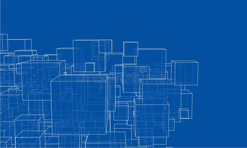 Abstract boxes background stock illustration. Illustration of blueprint ...