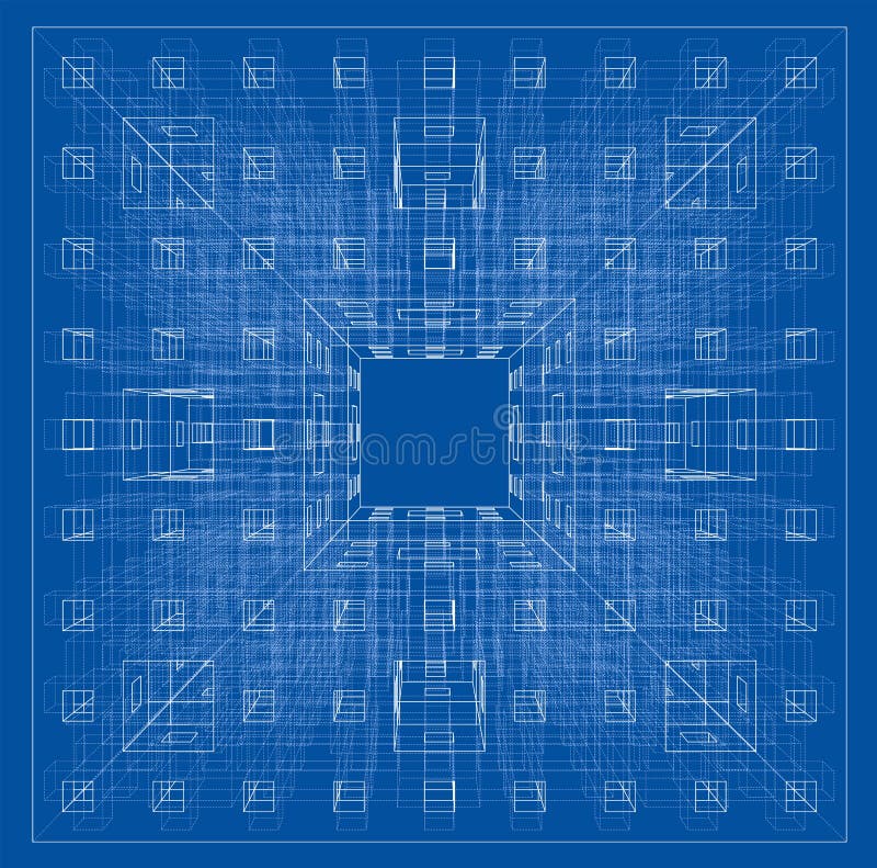 Abstract Boxes Outlined Vector Rendering of 3d Stock Vector ...