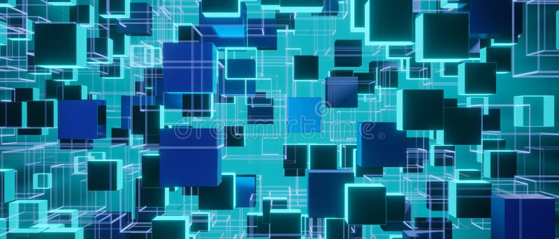Abstract Boxes Technology Connect for Concept Design 3D Render Stock ...