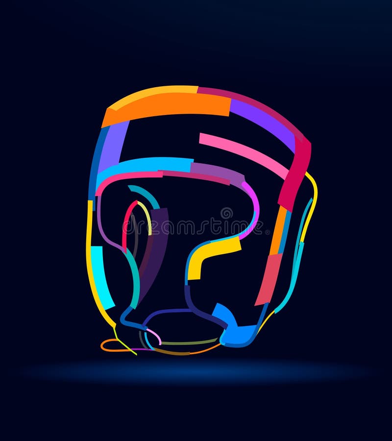 Abstract Boxing Helmet from Multicolored Paints. Colored Drawing Stock ...