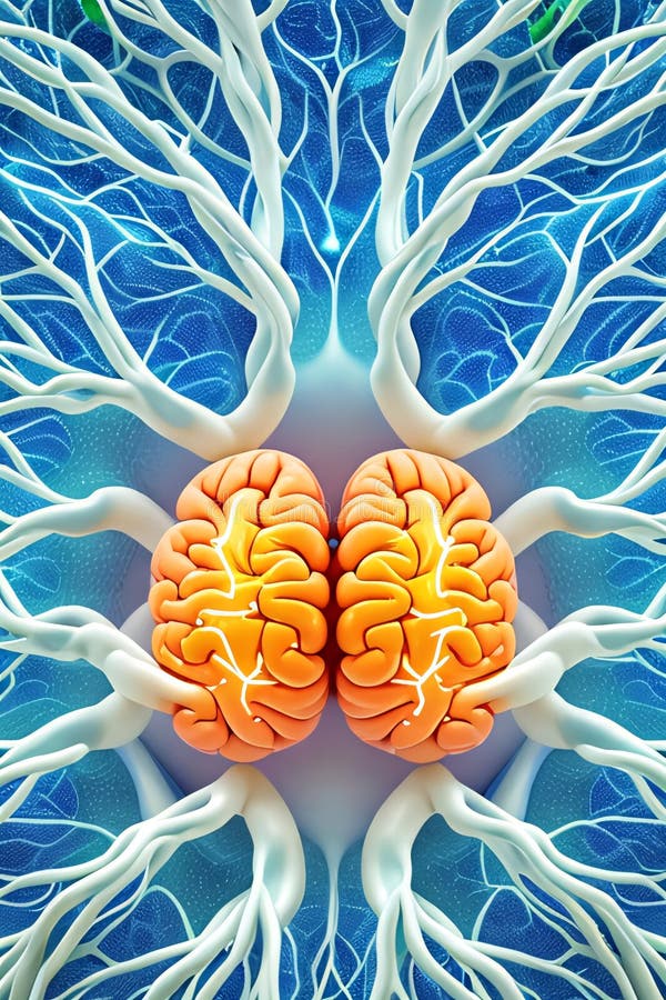 Abstract Brain Cells and Synaptic Networks, Glowing in the Microscope ...