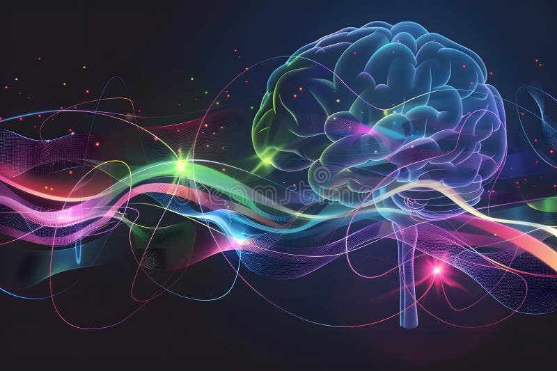 Colorful Abstract Brain with Neural Connections on Dark Background - AI ...