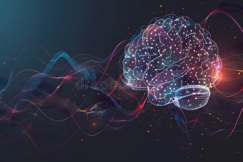 Abstract Brain with Colorful Waves and Neural Connections - AI ...