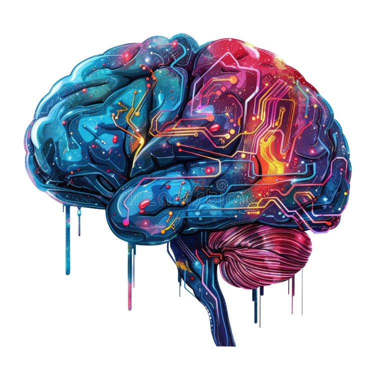 Abstract Brain Concept with Digital Circuits and Cosmic Textures. Innovation and Artificial ...