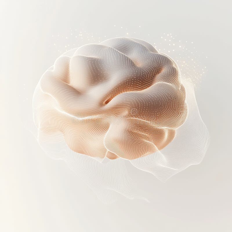 Abstract Brain Concept with Gentle Light Flows and Patterns ...