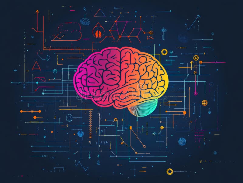 Abstract Brain in a Digital Interface with Scientific Symbols and Data ...
