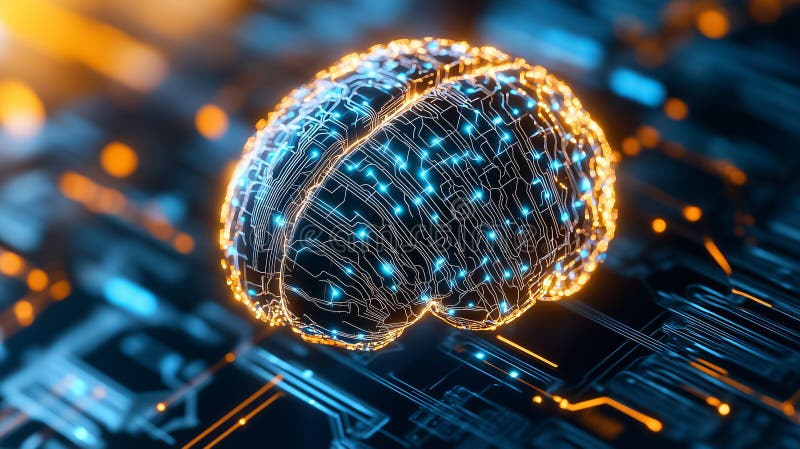 An Abstract Brain with Glowing Circuits, Showcasing the Synergy of ...