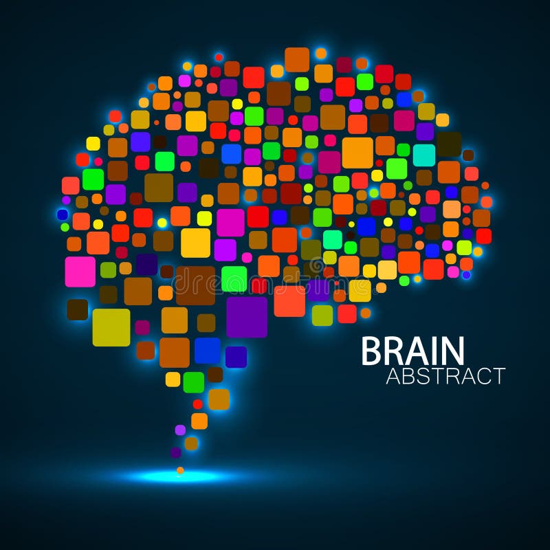 Abstract Brain of Glowing Squares Stock Vector - Illustration of glow ...