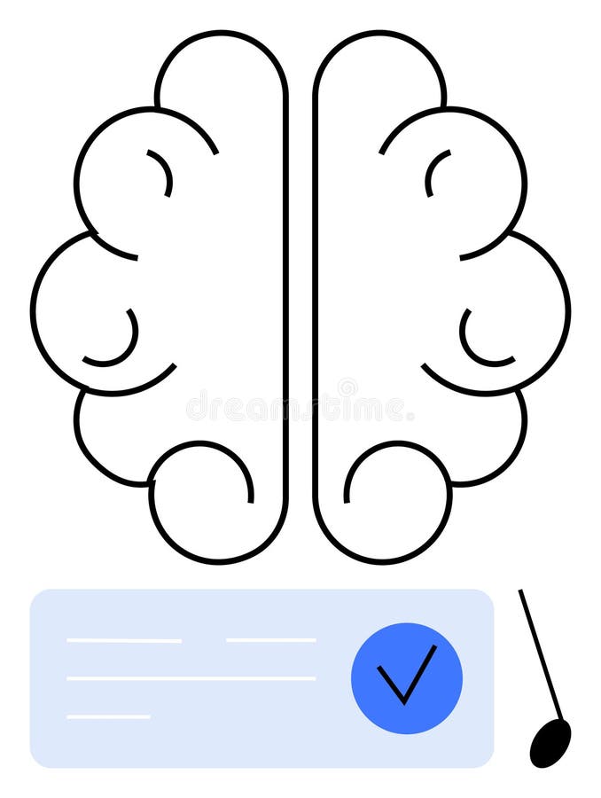 Abstract Brain Illustration with Checklist and Tick Mark for Cognitive ...