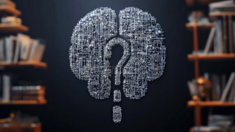Abstract Brain Illustration with a Question Mark Symbolizing Curiosity ...