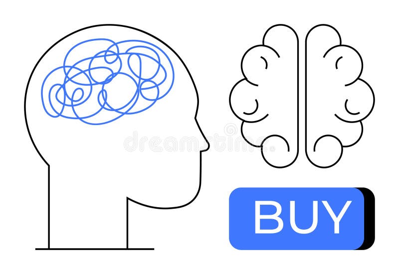 Abstract Brain Illustrations with Tangled Thoughts and Decision-Making ...