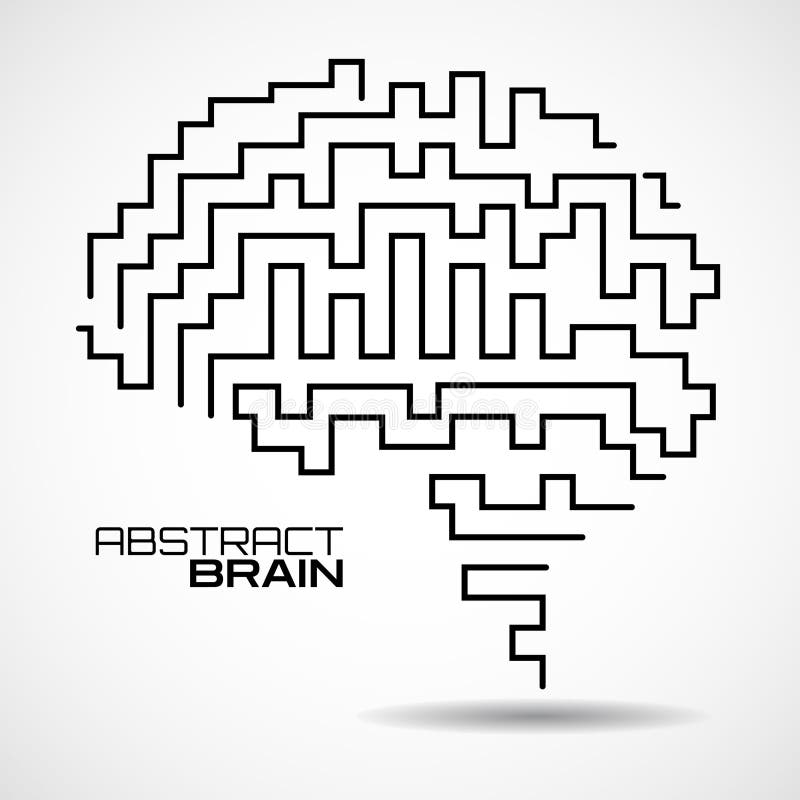Abstract Brain with Lines in the Style Maze Stock Vector - Illustration ...