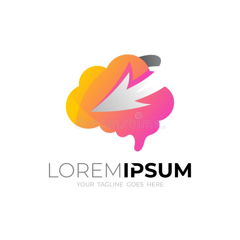 Abstract Brain Logo and Arrow Design, 3d Colorful Stock Vector ...