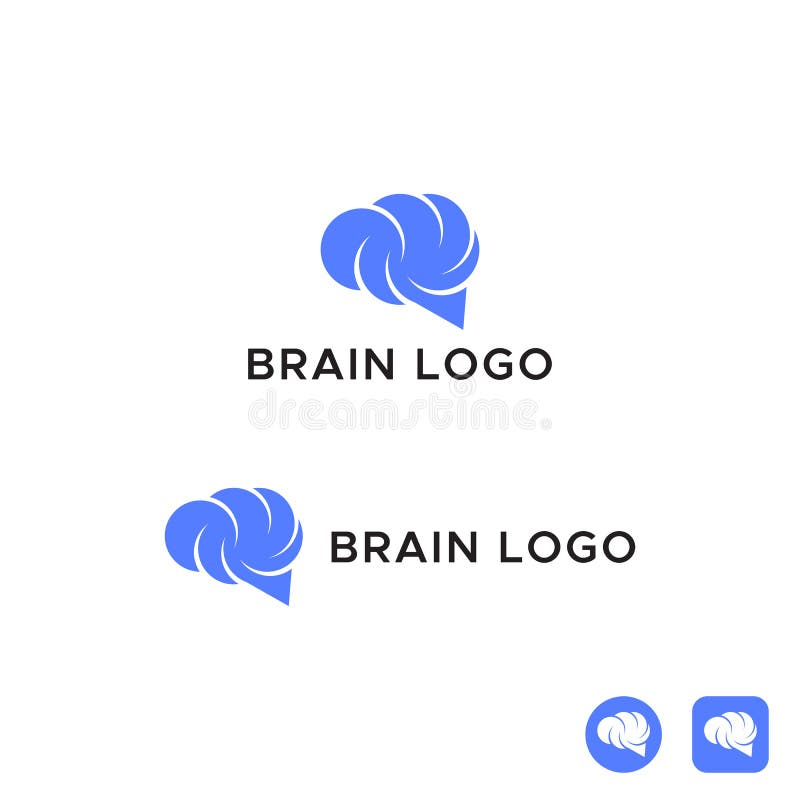 Abstract Brain Logo Vector Blue Color Stock Vector - Illustration of ...