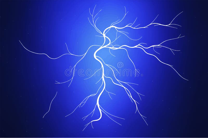 Abstract Brain and Memory Background, Flashes and Lightning on a Blue ...