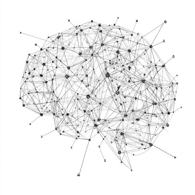 Abstract Brain Network Complex Connection Points In A Neural Web Stock