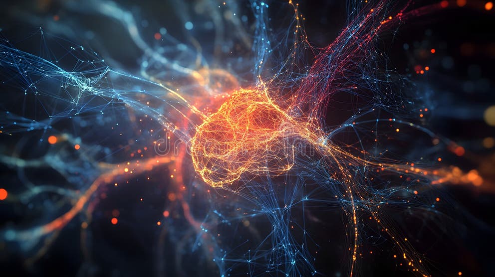 Abstract Brain Network Connection with Glowing Neural Pathways and Data ...