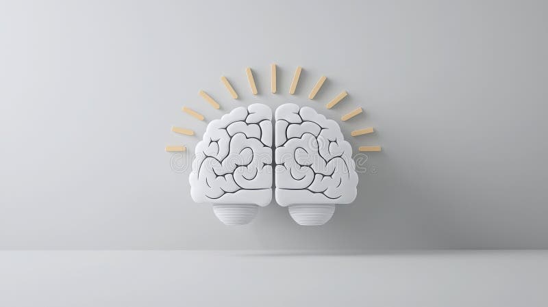 Abstract Brain Sculpture with Sun Rays Symbolizing Creativity ...