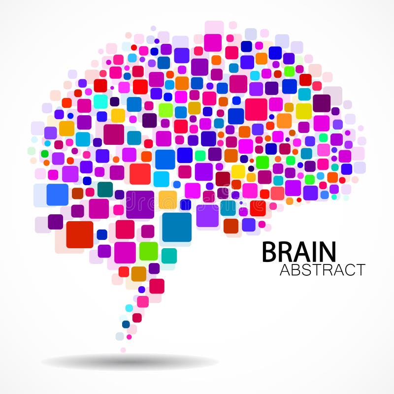 Abstract Brain of Squares on White Background Stock Vector ...
