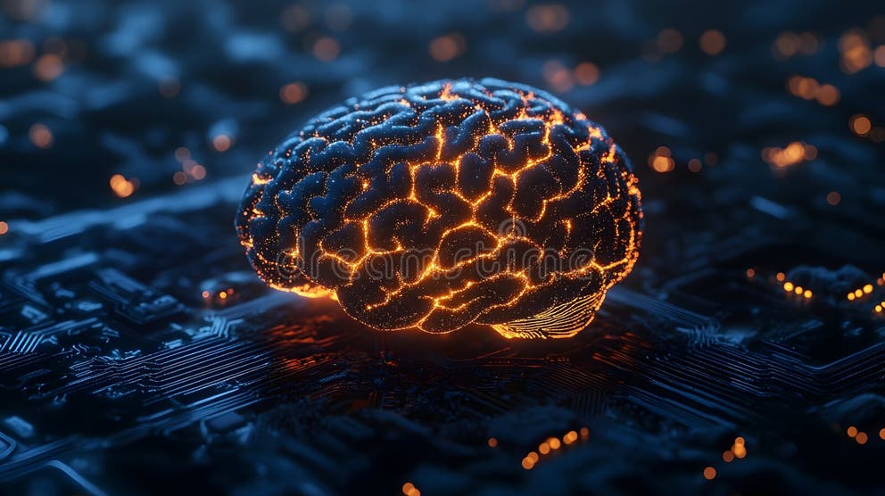 Abstract Brain Structure with Neural Pathways and Glowing Nodes ...