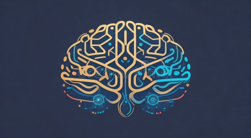 Abstract Brain on Abstract Technology Background, Graphic Designed ...