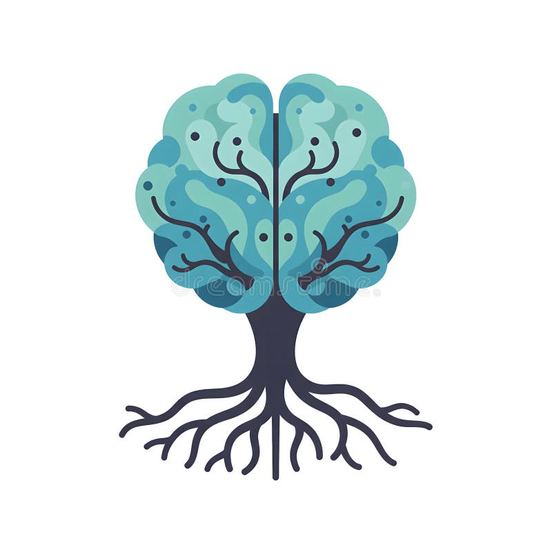 Abstract Brain Tree Illustration Symbolizing Knowledge and Growth in ...