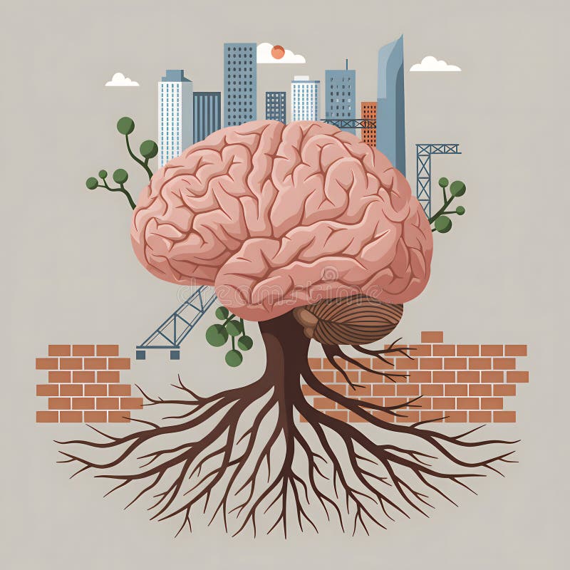 Abstract Brain Urban Development Illustration City Roots Innovation ...