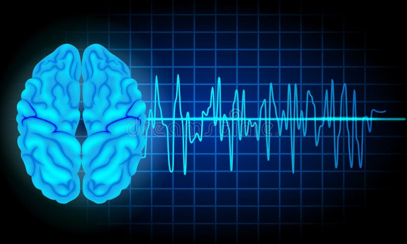 Abstract Brain Wave Concept on Blue Background Technology. Stock Vector ...