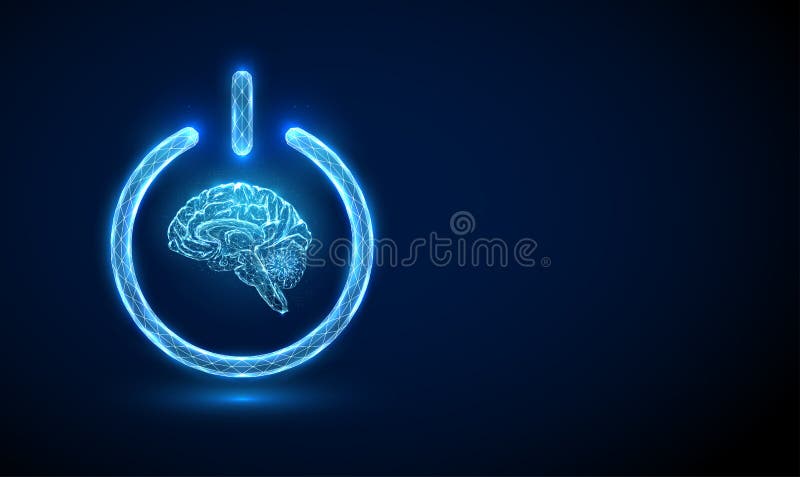 Abstract Brains Inside the Blue Power Button. Stock Vector ...