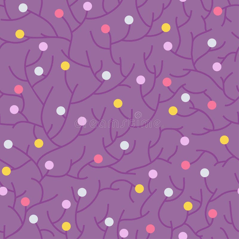 Abstract Branch Lines with Circles. Seamless Pattern Stock Vector ...