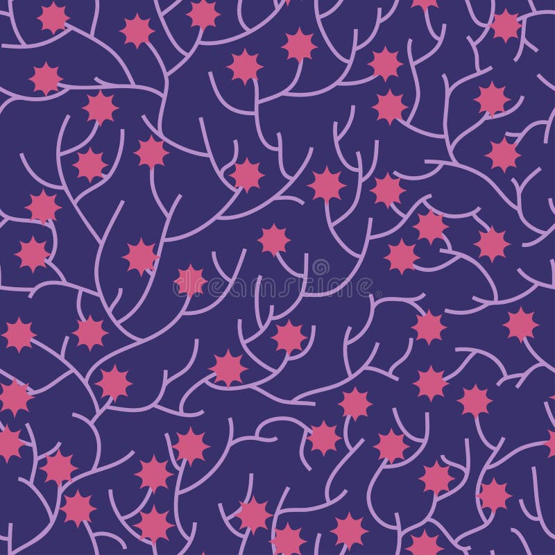 Abstract Branch Lines with Stars. Seamless Pattern Stock Vector ...
