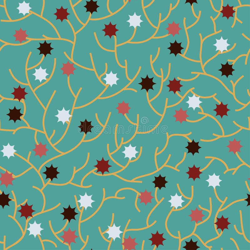 Abstract Branch Lines with Stars. Seamless Pattern Stock Vector ...