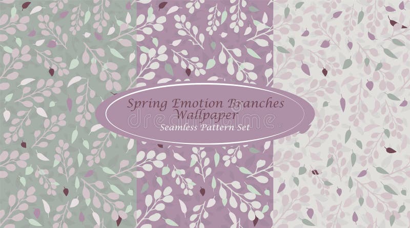 Spring Emotion Branches Wallpaper Pink Mint Stock Vector - Illustration ...