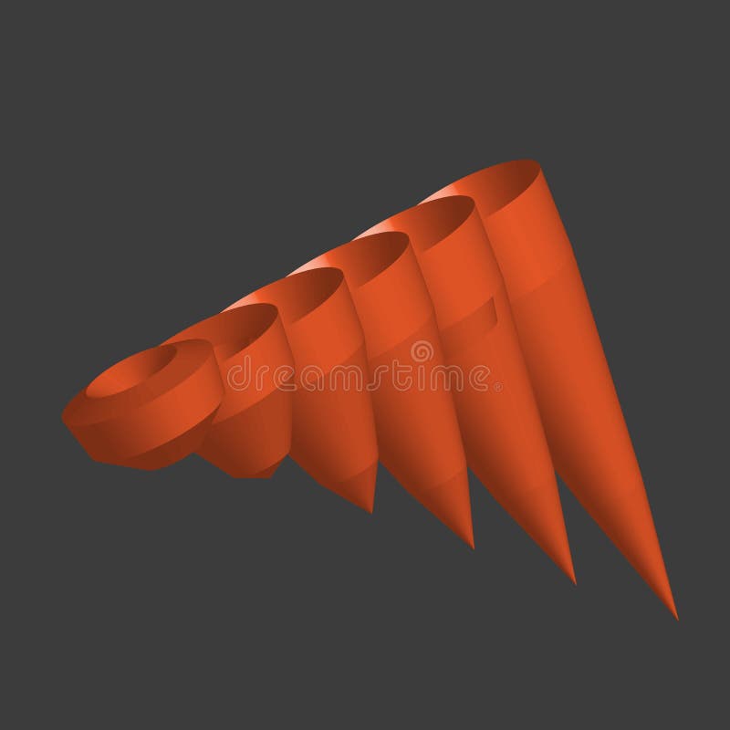 Abstract Brick Color Hollow Cone 3D Composition on Grey Stock Vector ...