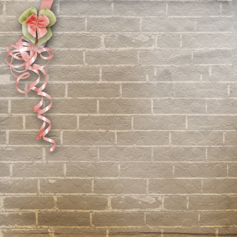 Abstract Brick Wall with Ribbons and Bows. Stock Illustration ...