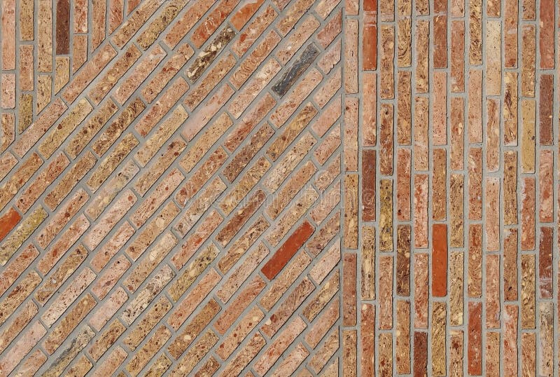 Brick Wall with Rows of Sloped Bricks in Different Angles . Stock Image ...
