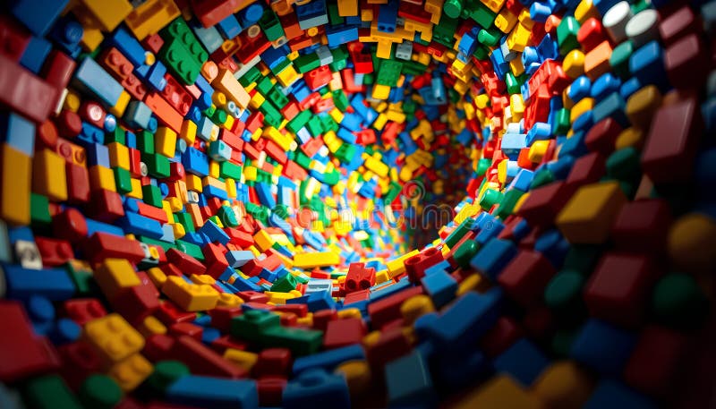 Abstract Bricks Vortex Made from Colorful Bricks, Spiraling Motion, 3D Depth and Dramatic ...