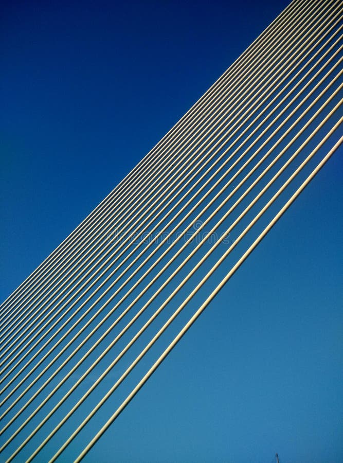 Abstract Bridge Cable with Blue Sky Background Stock Image - Image of ...