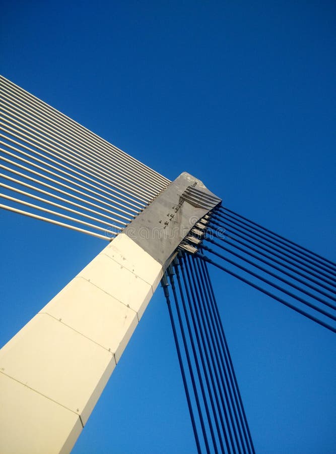 Abstract Bridge Interconnected Cable with Blue Sky Background Stock ...