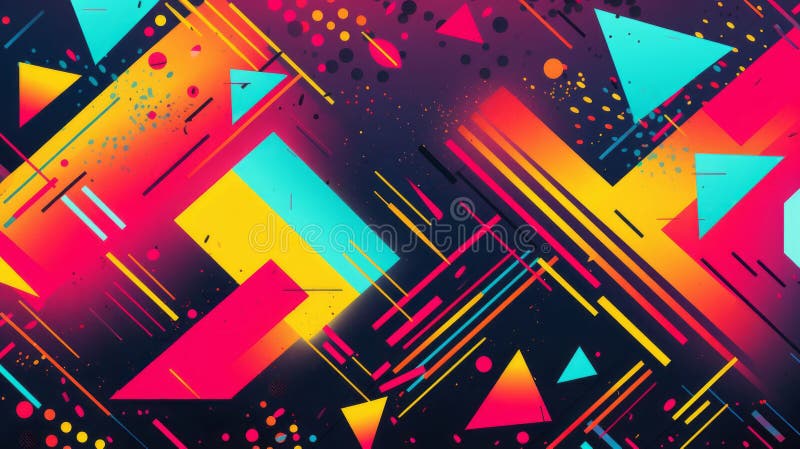 Abstract Bright Background in 80s Style. AI Generated Stock ...