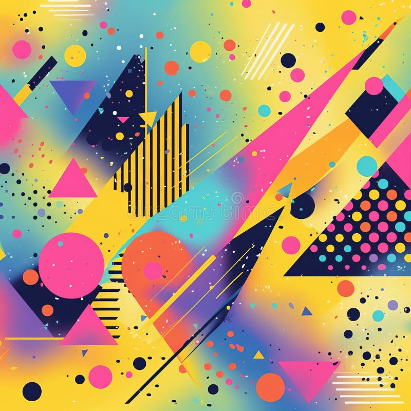 Abstract Bright Background in 80s Style. AI Generated Stock ...