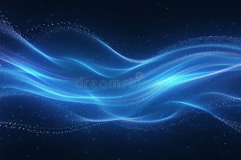 Abstract Bright Blue Energy Waves from Particles Above and Below Stock ...