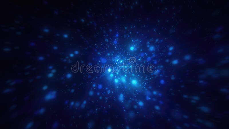 Abstract Bright Blue Glowing Background with Flying Dots Circles Bokeh ...