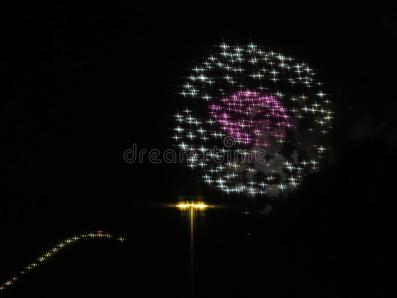 Abstract Bright Bursting Fireworks in Night Sky Stock Image - Image of ...