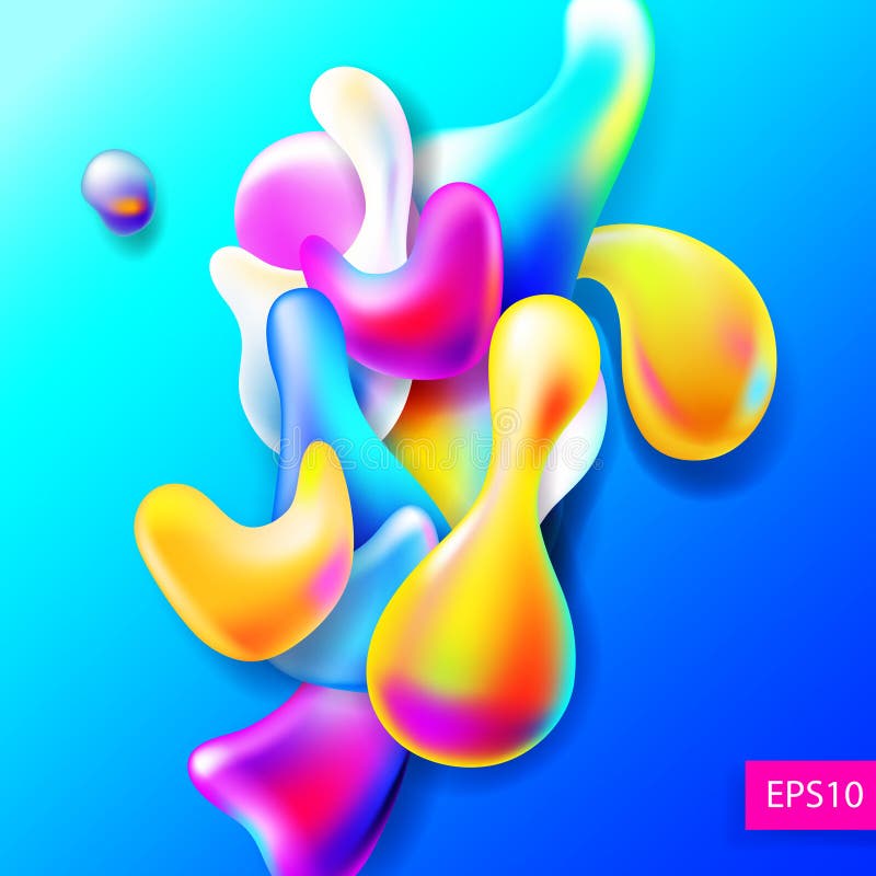 Abstract Bright Colorful Plasma Drops Shapes Pattern Isolated on Stock ...