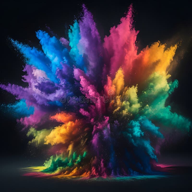 Abstract Bright Colorful Powder on Black Background. Multicolor Clouds ...