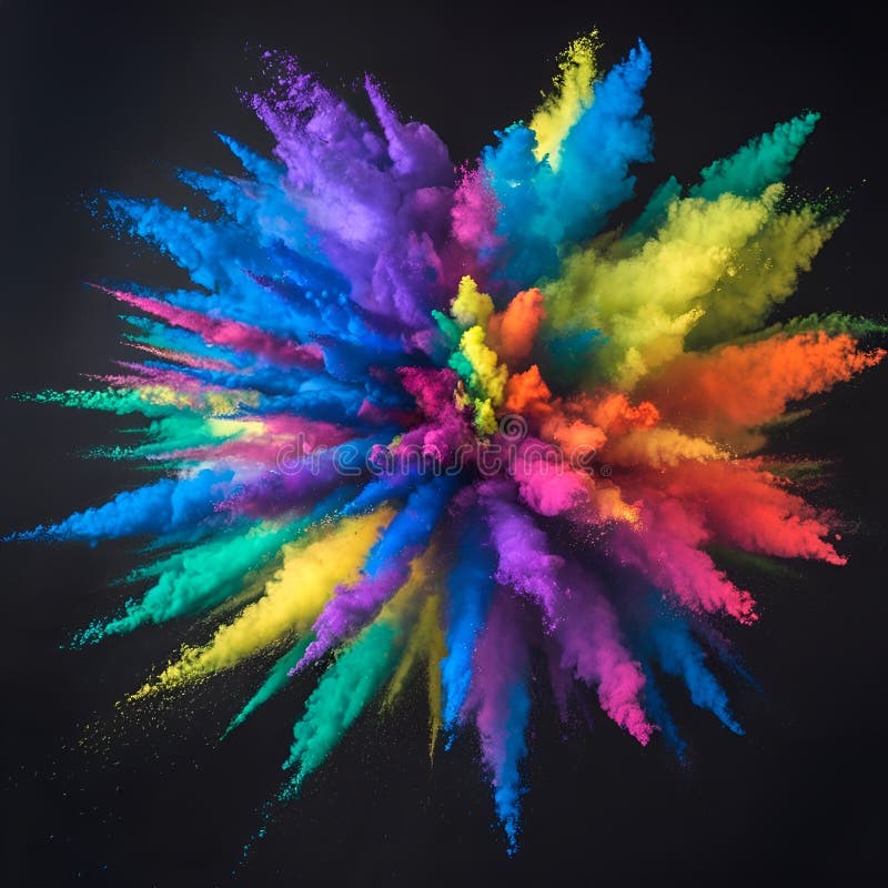 Abstract Bright Colorful Powder on Black Background. Multicolor Clouds ...