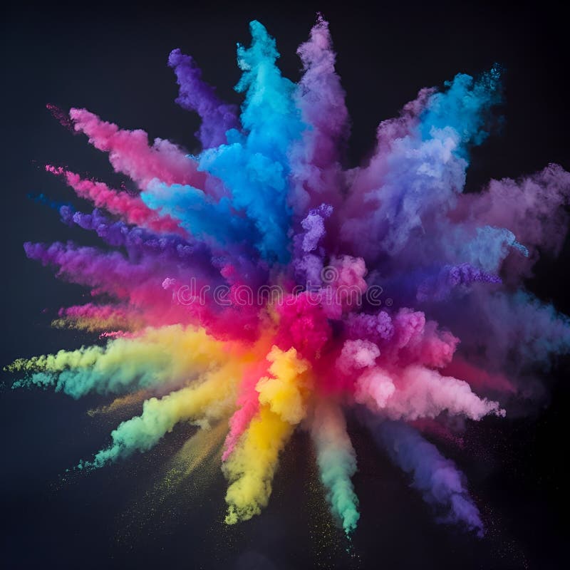 Abstract Bright Colorful Powder on Black Background. Multicolor Clouds ...
